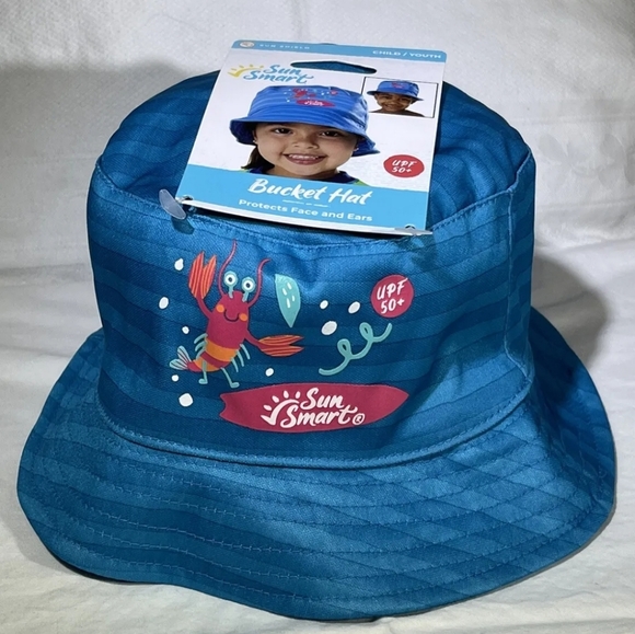 sun smart | Other | New Sun Smart Toddler Bucket Hat Teal Blue Protects ...